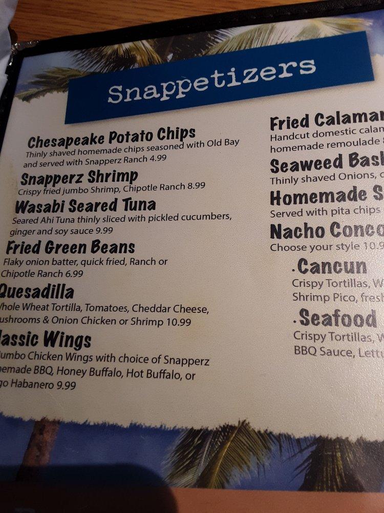 Menu at Snapperz Grill & Steam Bar, Emerald Isle