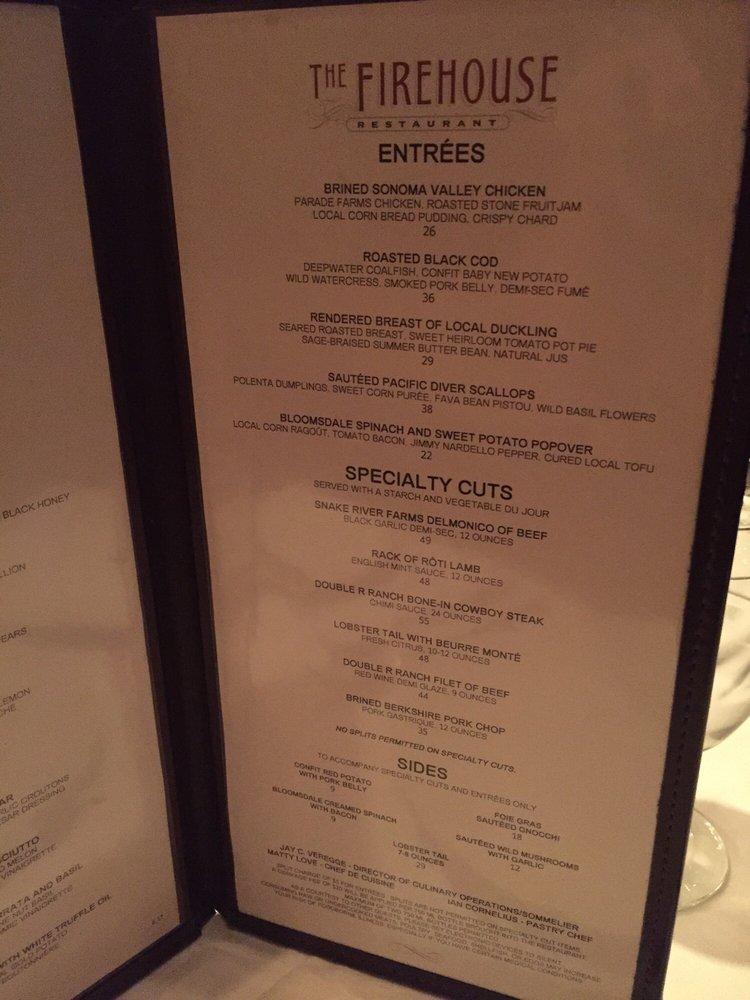 Menu at The Firehouse Restaurant, Sacramento