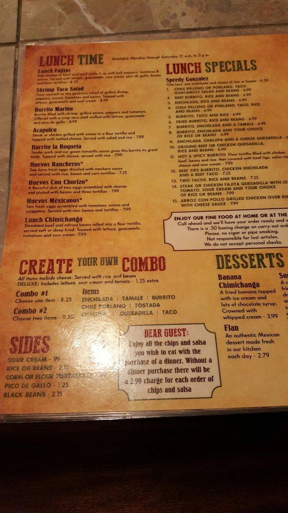 Menu at The Toros restaurant, Westfield, North Gray Rd