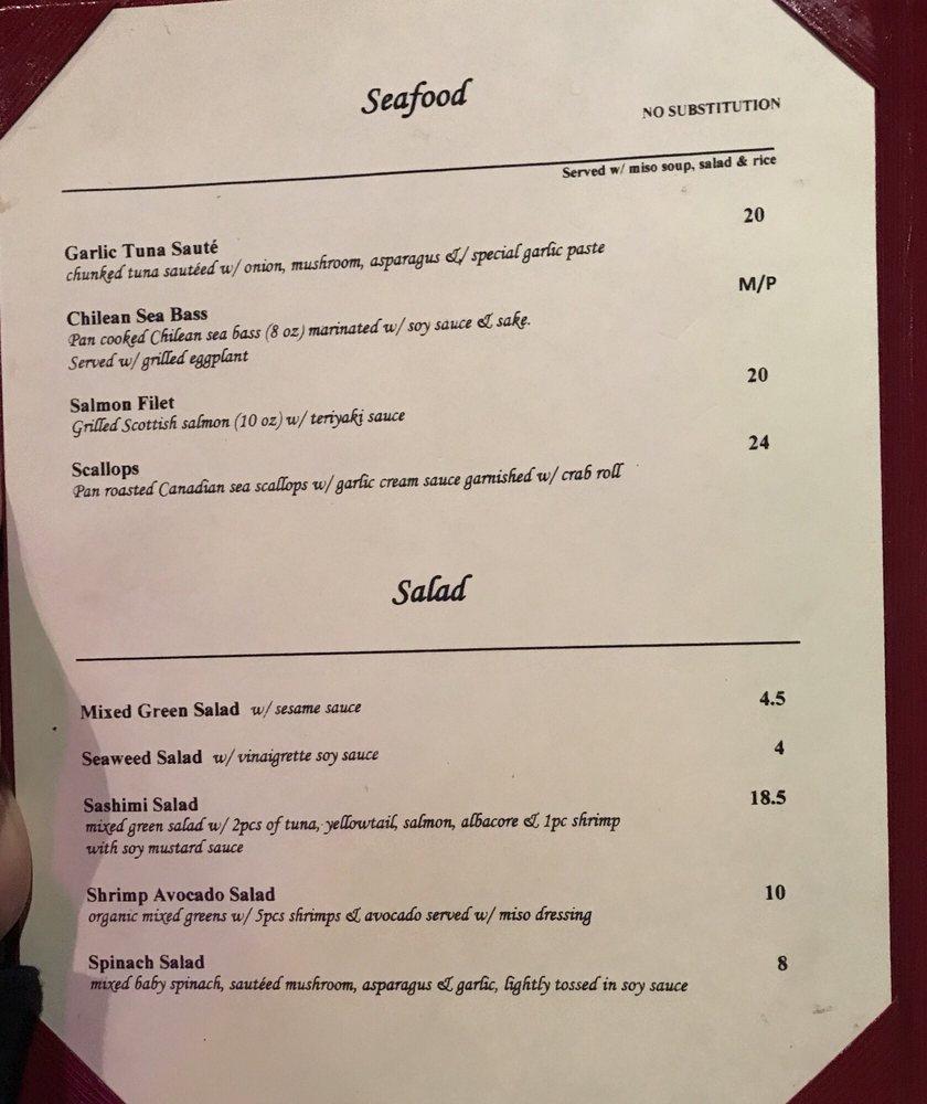 Menu at Tomodachi restaurant, Westlake Village, Agoura Rd