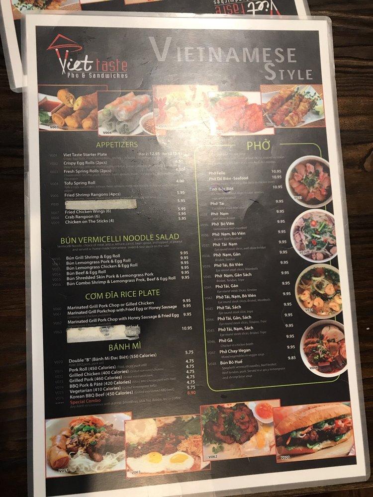 Menu at Viet Taste restaurant, Norridge