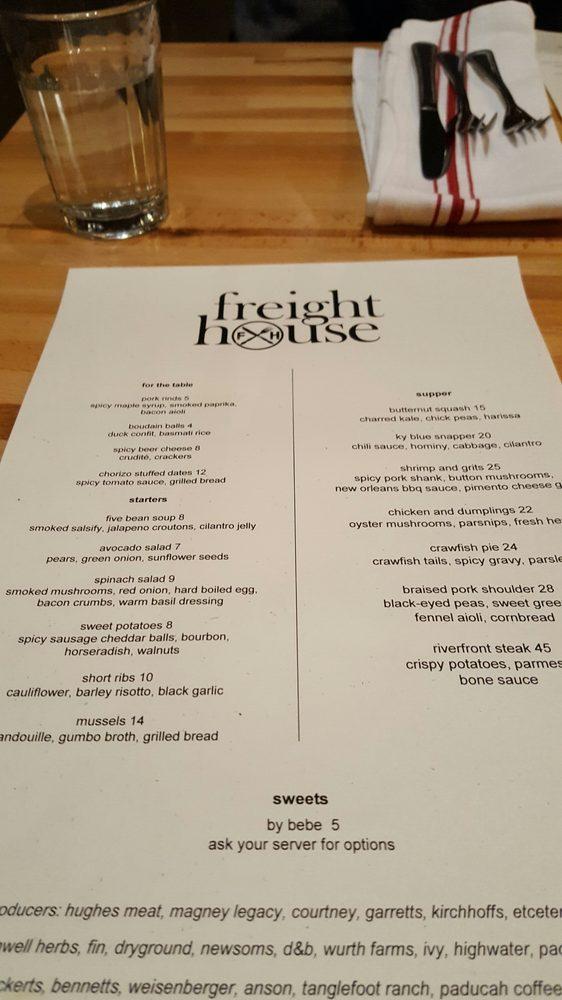 Menu at the freight house pub & bar, Paducah