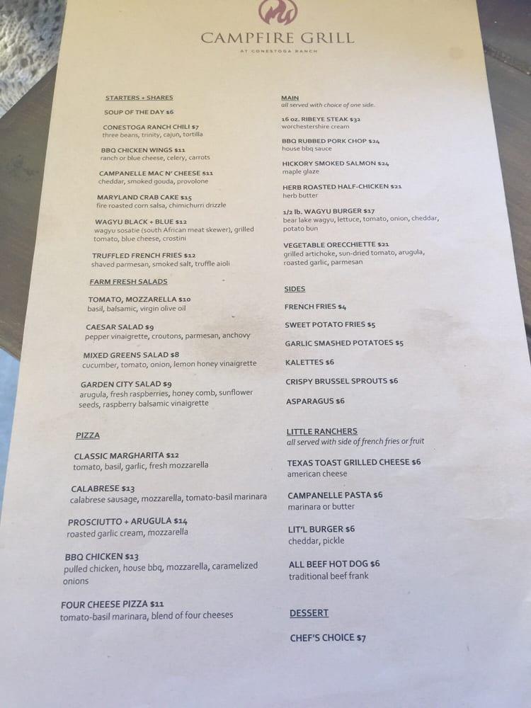 Menu at Campfire Grill Restaurant, Garden City