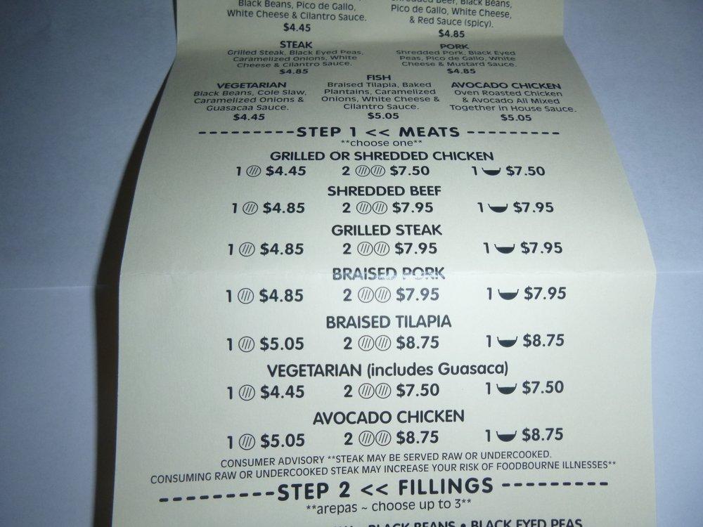Menu at Guasaca restaurant, Morrisville