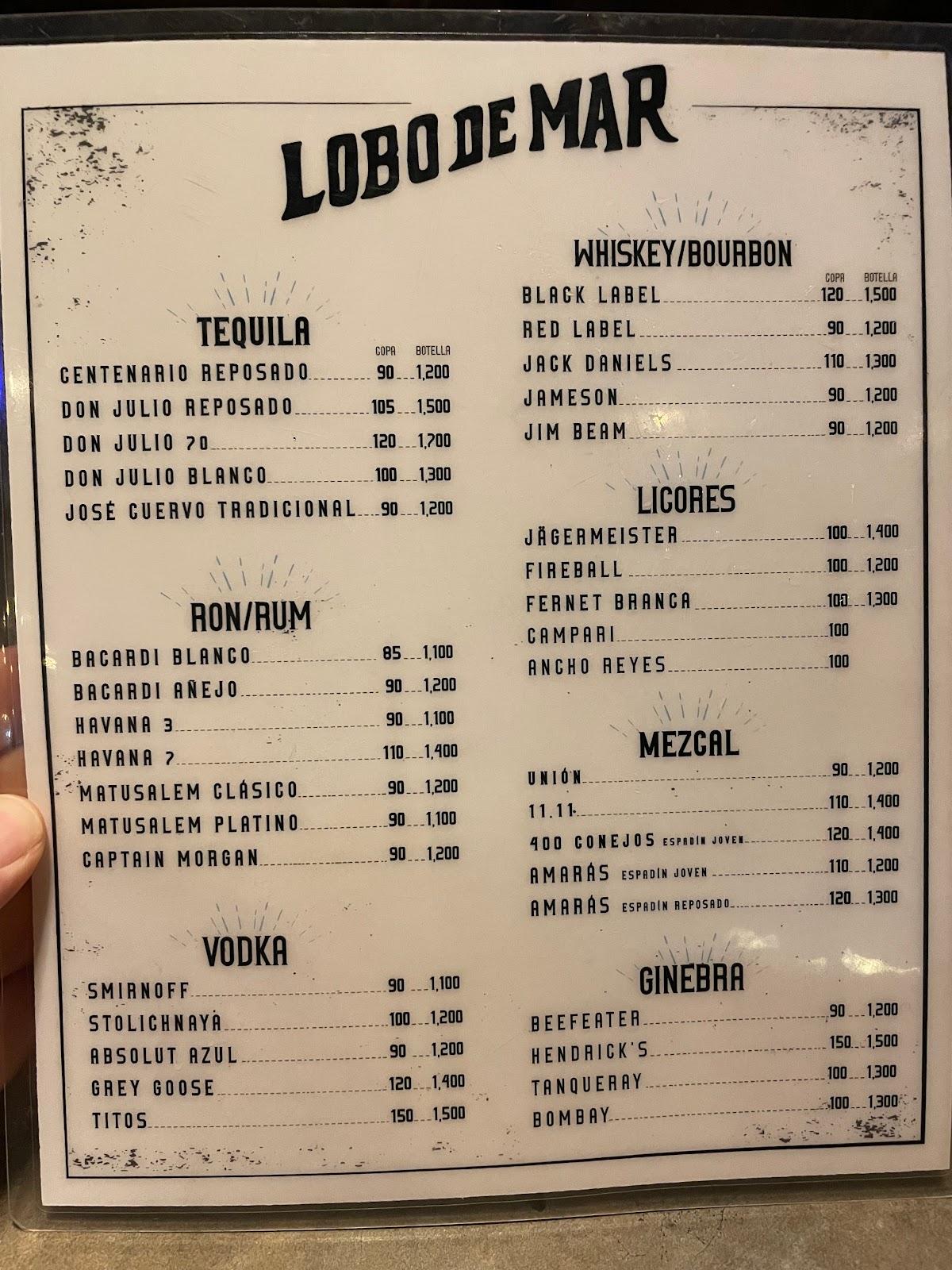 Carta del restaurante Lobo del Mar by El Doctorcito ️, Playa del Carmen