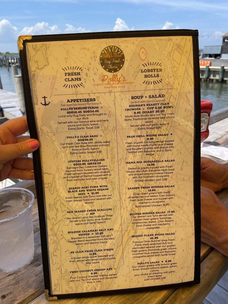 Menu at Polly's Dock and Clam house restaurant, Beach Haven