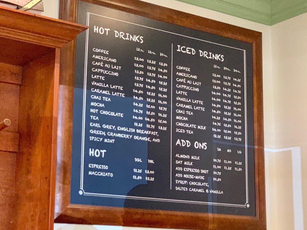 Menu at Bouchon Bakery, Yountville