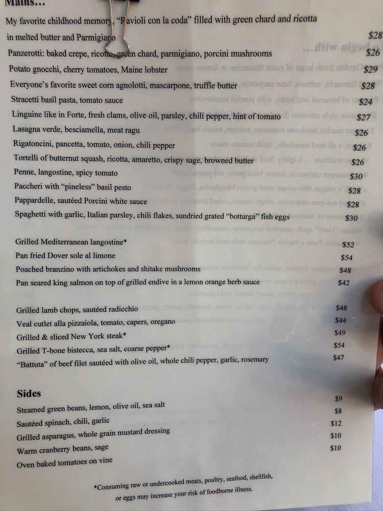 Menu at E Baldi restaurant, Beverly Hills