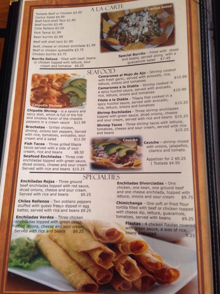 Menu at El Sol Mexican Cuisine restaurant, Solon, 240 E Main St