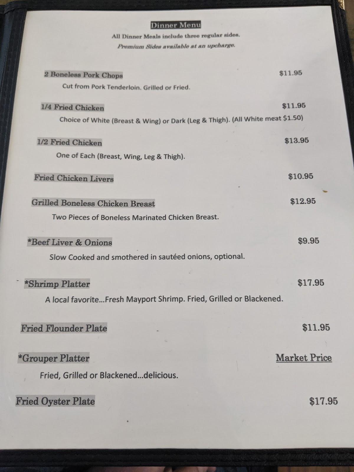 Menu at Gerald’s cafe, Middleburg
