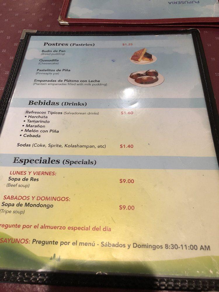 Menu at Pupuseria Doña Azucena restaurant, Herndon