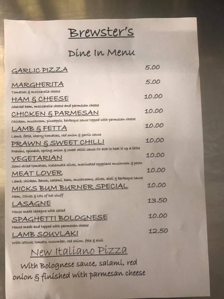 Menu at Brewsters Foodstore & Cafe, Garfield