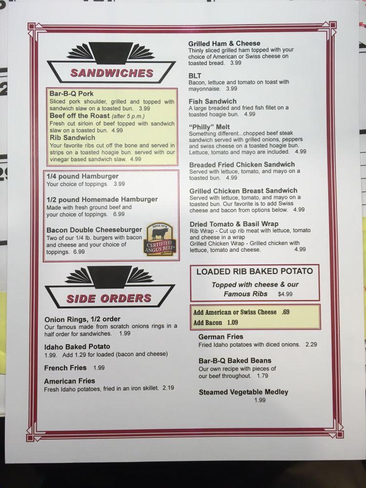Menu at Hickory Log Restaurant, Dexter