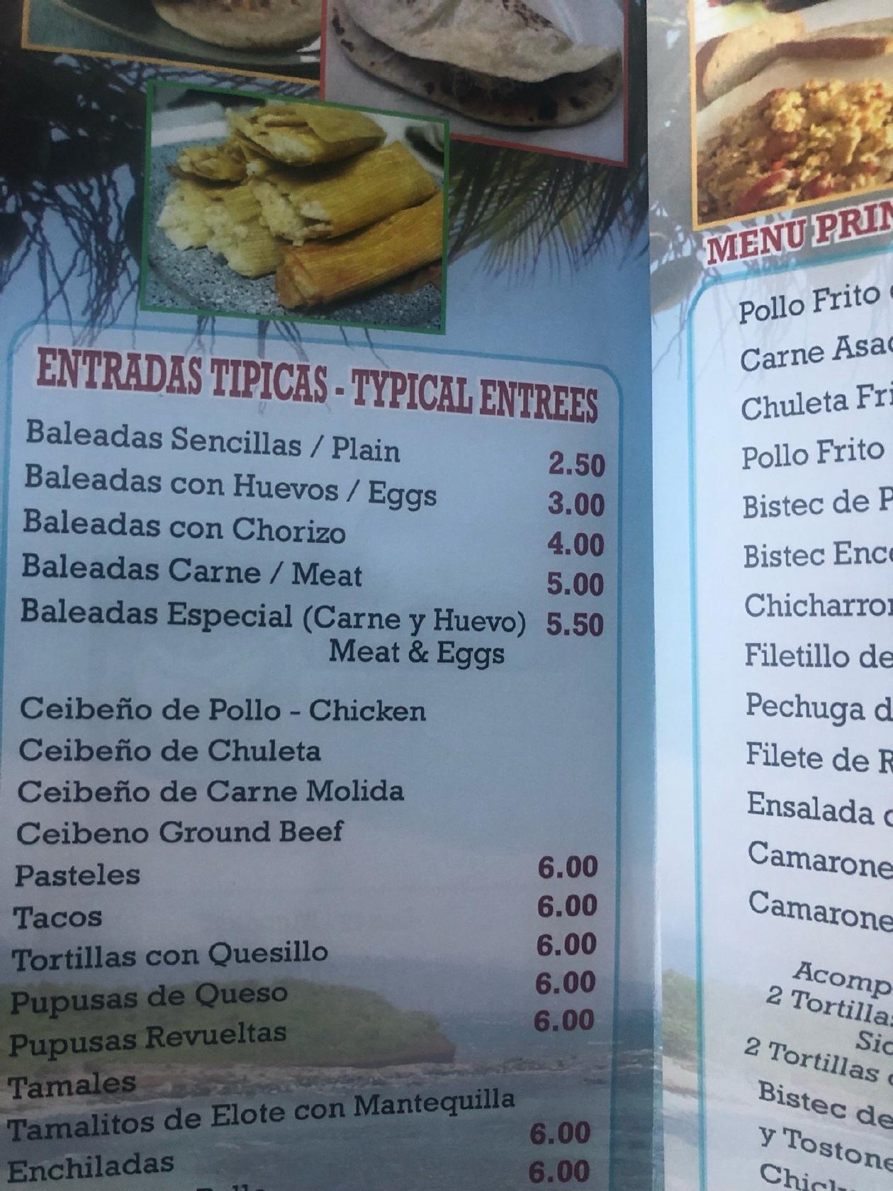 Menu at Los Costenos Cafeteria & Restaurant, Miami, NW 119th St