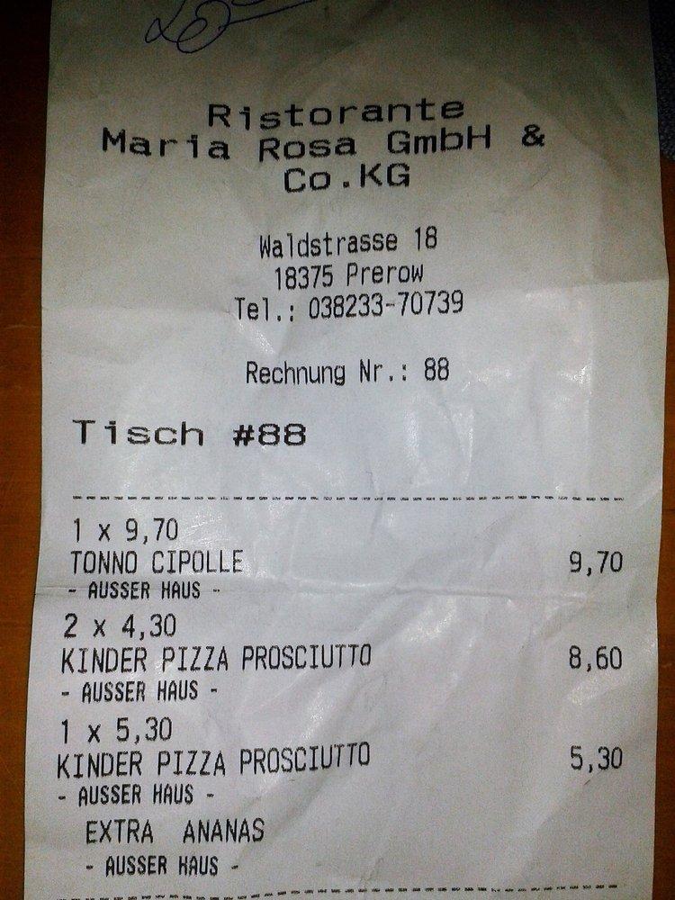 Speisekarte von Ristorante Maria Rosa restaurant, Prerow