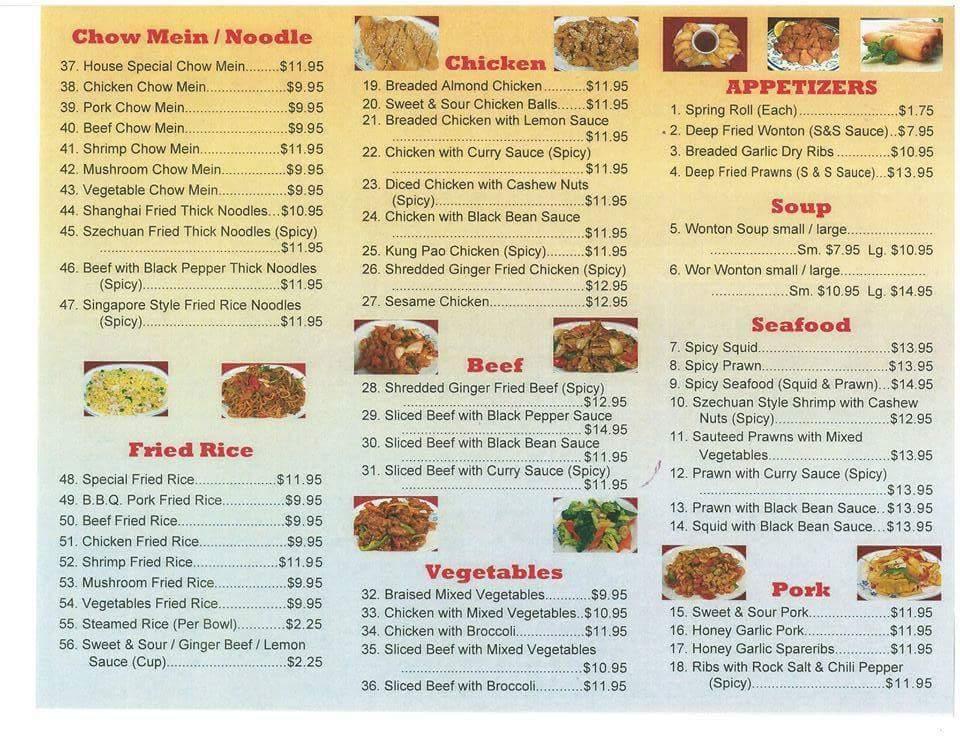 Menu at Sea Wok restaurant, Campbell River