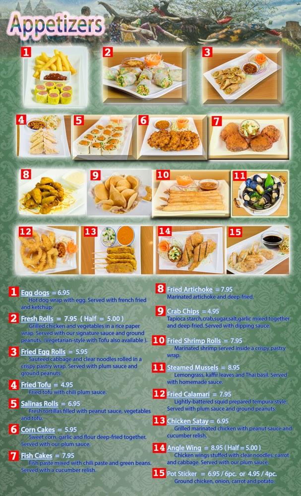 Menu at Ginger Thai Kitchen restaurant, Salinas