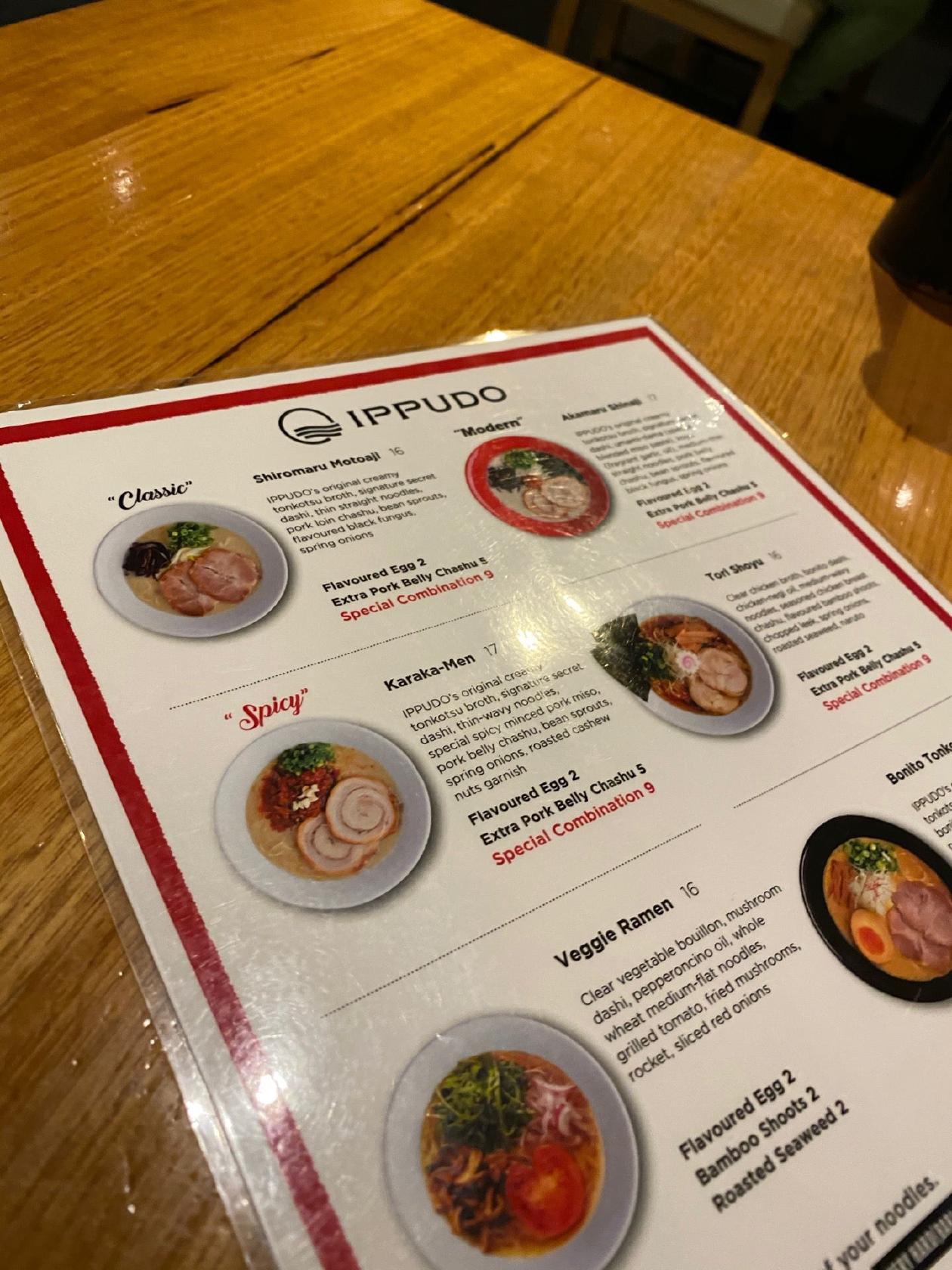 Menu at IPPUDO restaurant, Sydney, Shop 5021/188 Pitt St