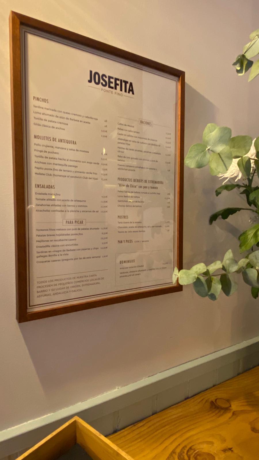 Carta de Josefita Bar, Madrid