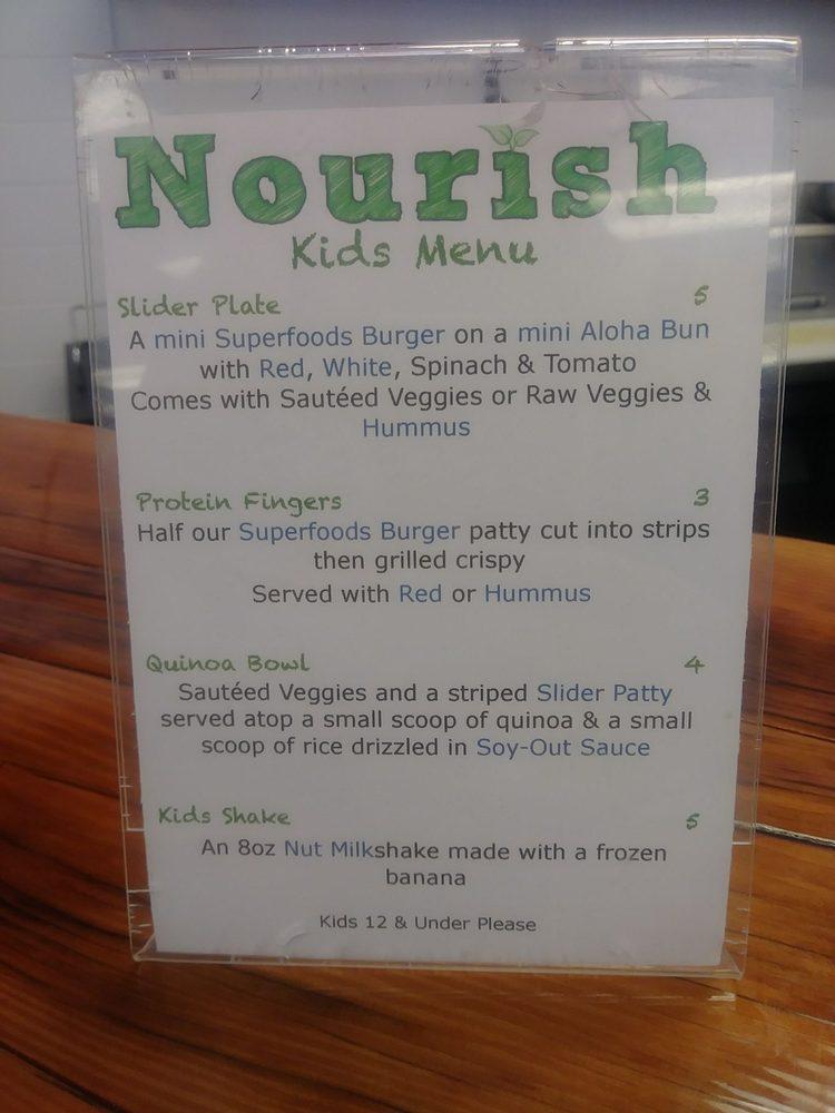 Menu at Nourish Health Bar and Cafe, Citrus Heights