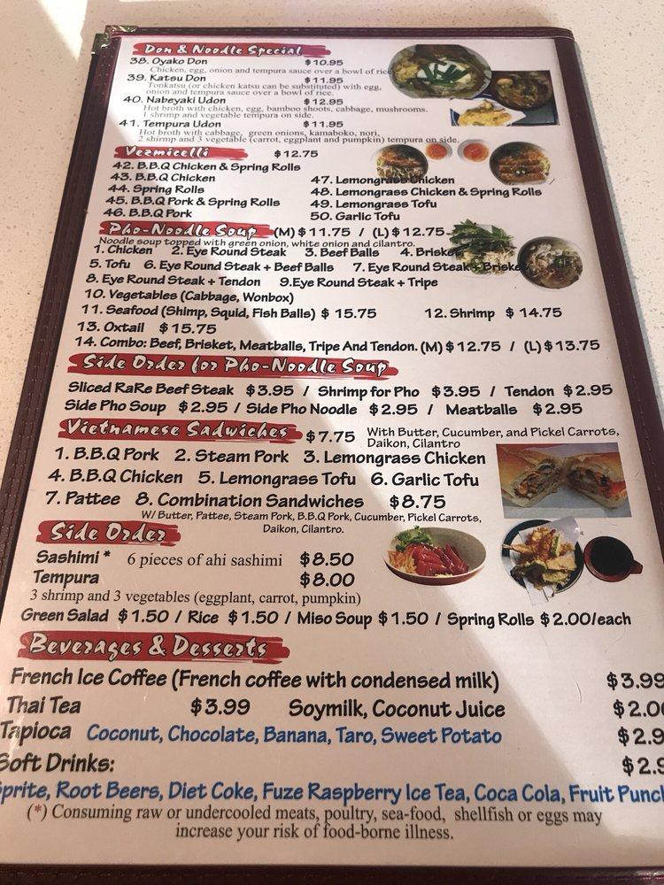 Menu at Saito & Pho III restaurant, Mililani