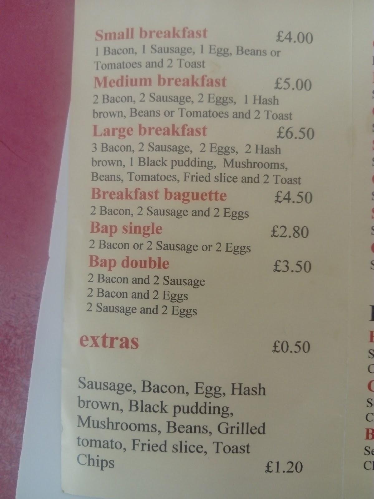 Menu at Surfleet Cafe Ltd, Spalding