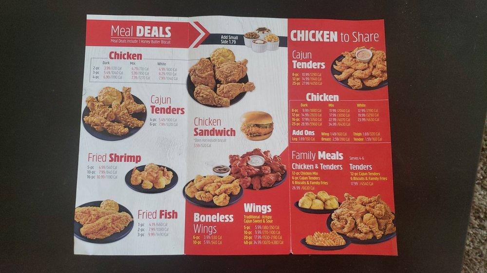 Menu at Krispy Kruncy Chicken restaurant, Fredericksburg