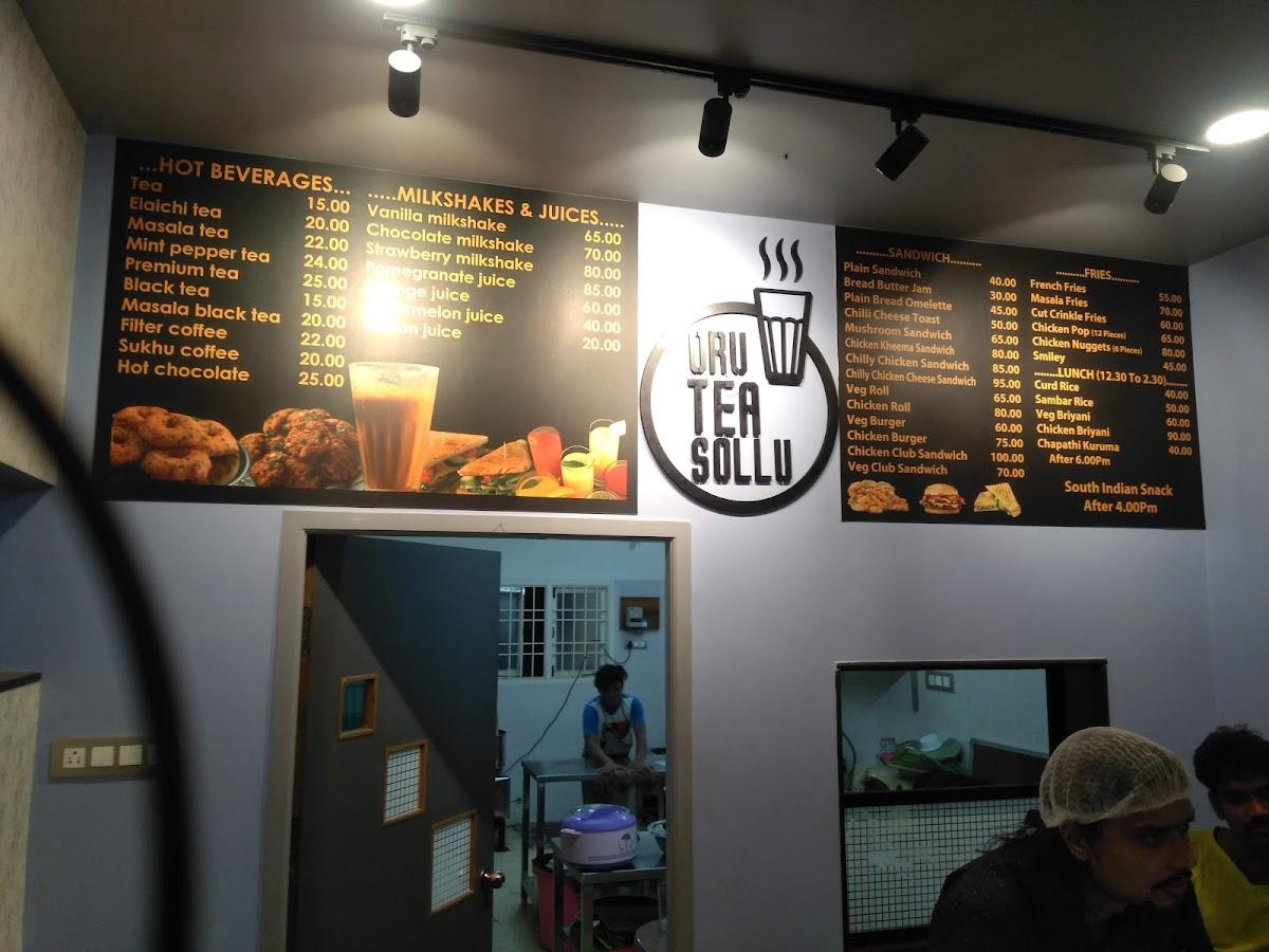 Menu at Oru Tea Sollu, Chennai