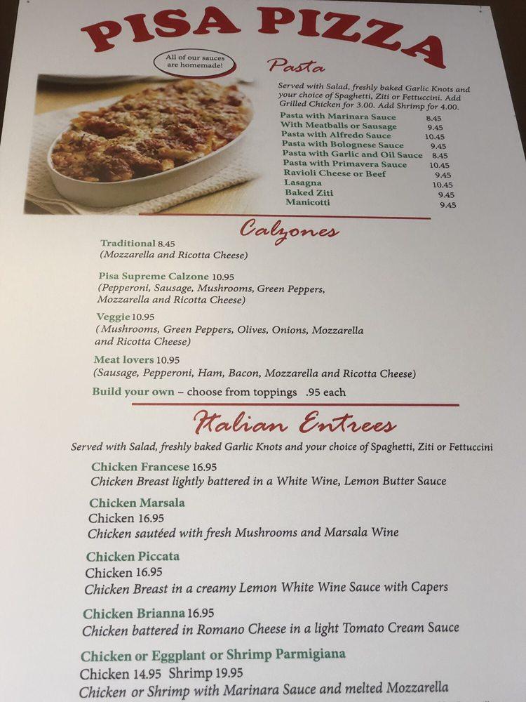 Menu at Pisa Pizza pizzeria, Fountain Hills