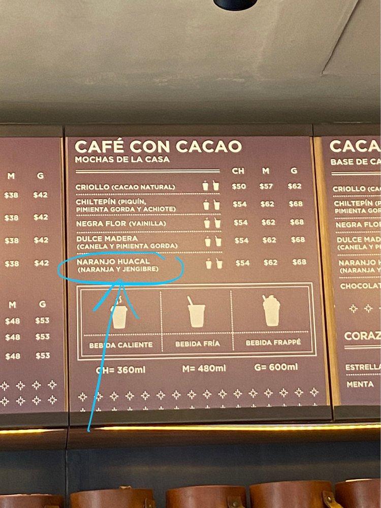 Menu at Tierra Garat cafe, Mexico City, Jalapa 99