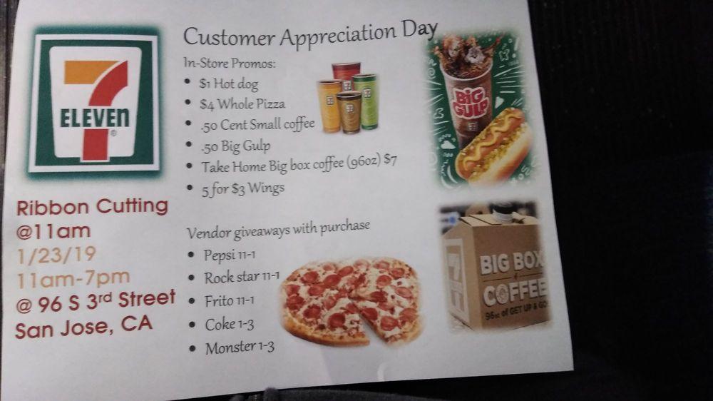 Menu at 7-Eleven, San Jose, 96 S 3rd St
