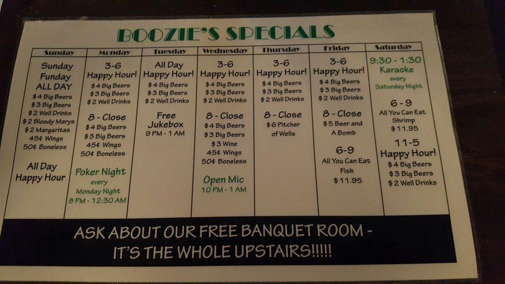 Menu at Boozie's Bar & Grill, Davenport