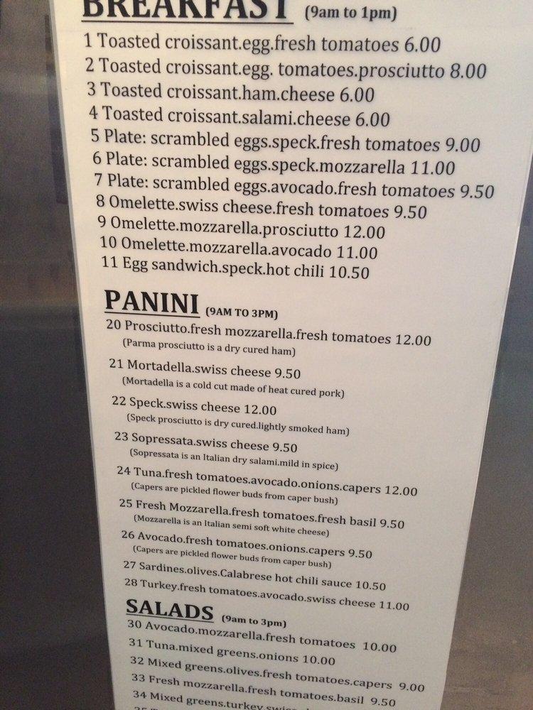 Menu at Cavalli Cafe, San Francisco