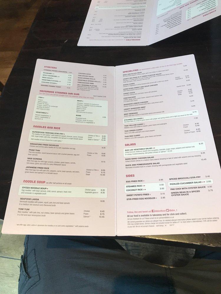 Menu at dim t restaurant, London, 56-62 Wilton Rd
