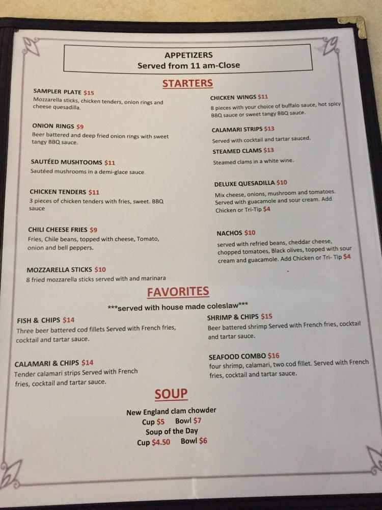 Menu at Big Sur Restaurant, Cambria