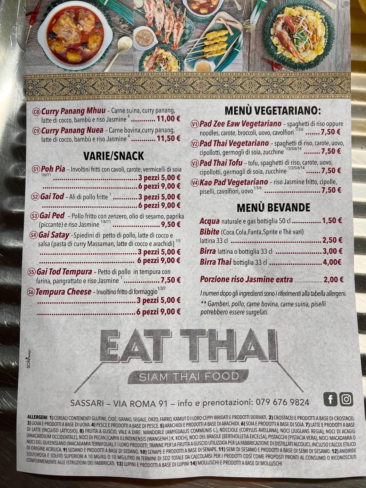 Menu At Eat Thai Restaurant Sassari Menu At Eat Thai Restaurant Sassari