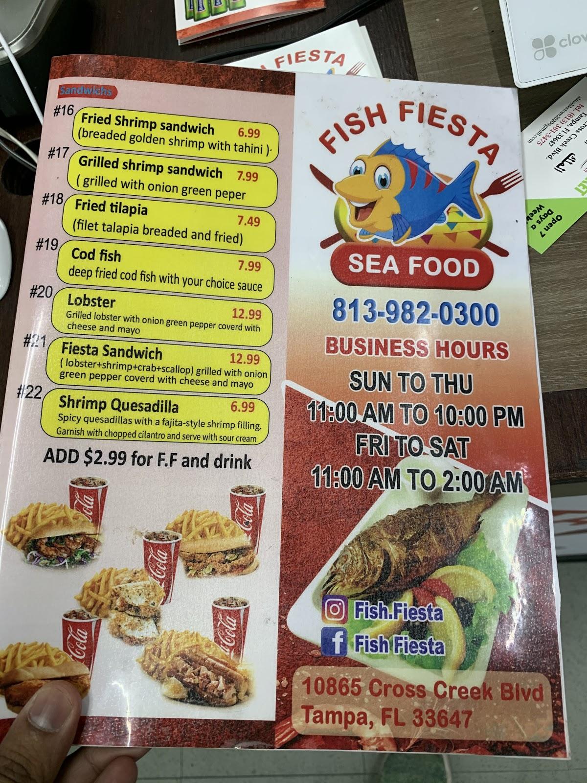 Menu at Fish Fiesta restaurant, Tampa
