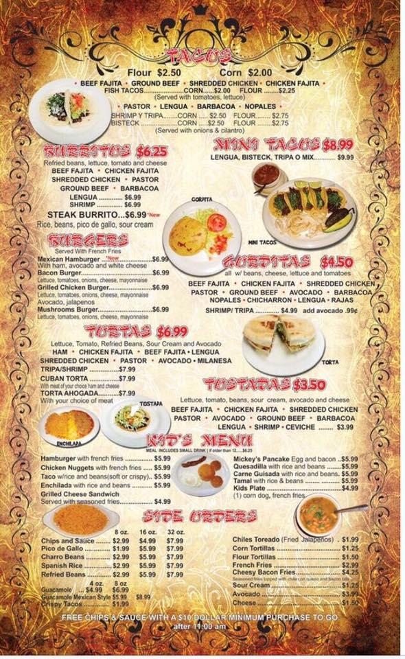 Menu at Guadalajara Grill restaurant, Angleton