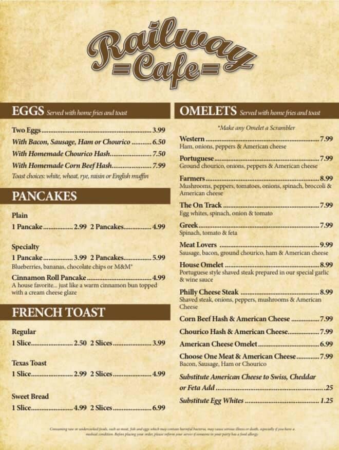 Menu at Railway Cafe, Somerset