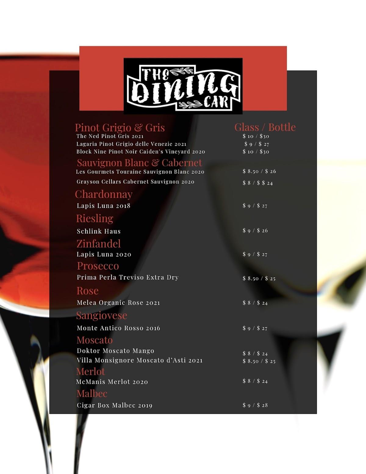 Menu at The dining car BBQ, Danville