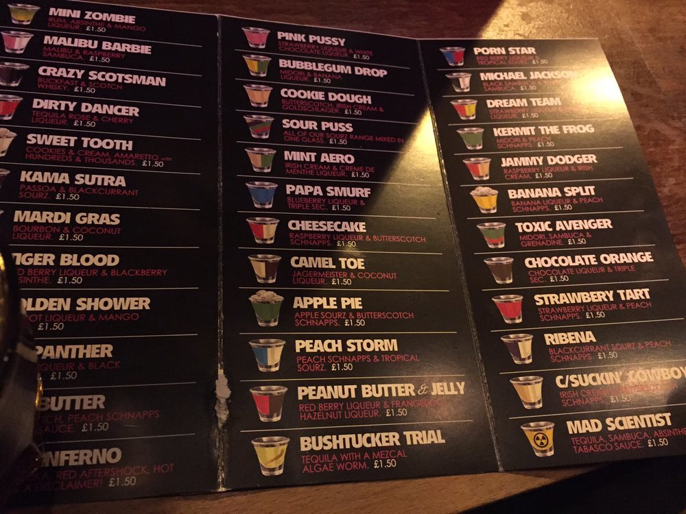 Menu at Tingle Bar - Mitchell Street, Glasgow