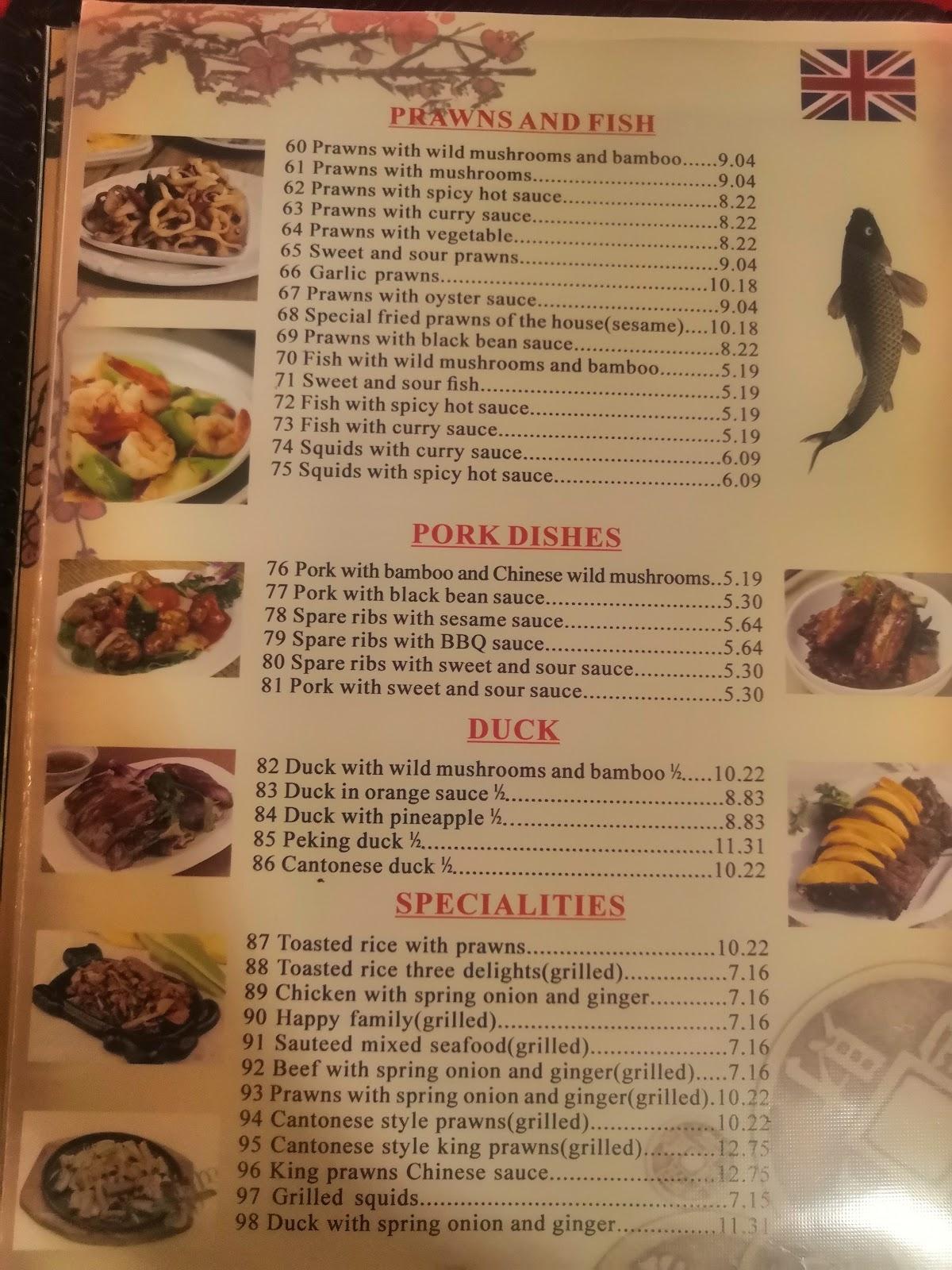 Carta de Chinese Restaurant Slow Boat, Patalavaca