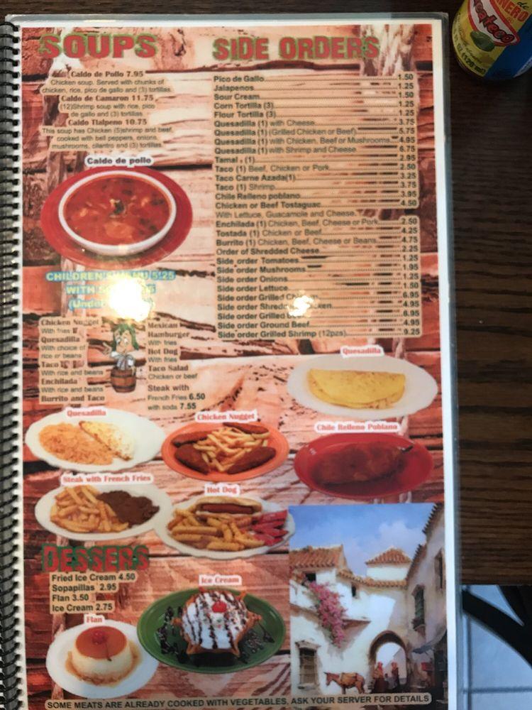 Menu at El Rancho Nuevo restaurant, Weldon Spring