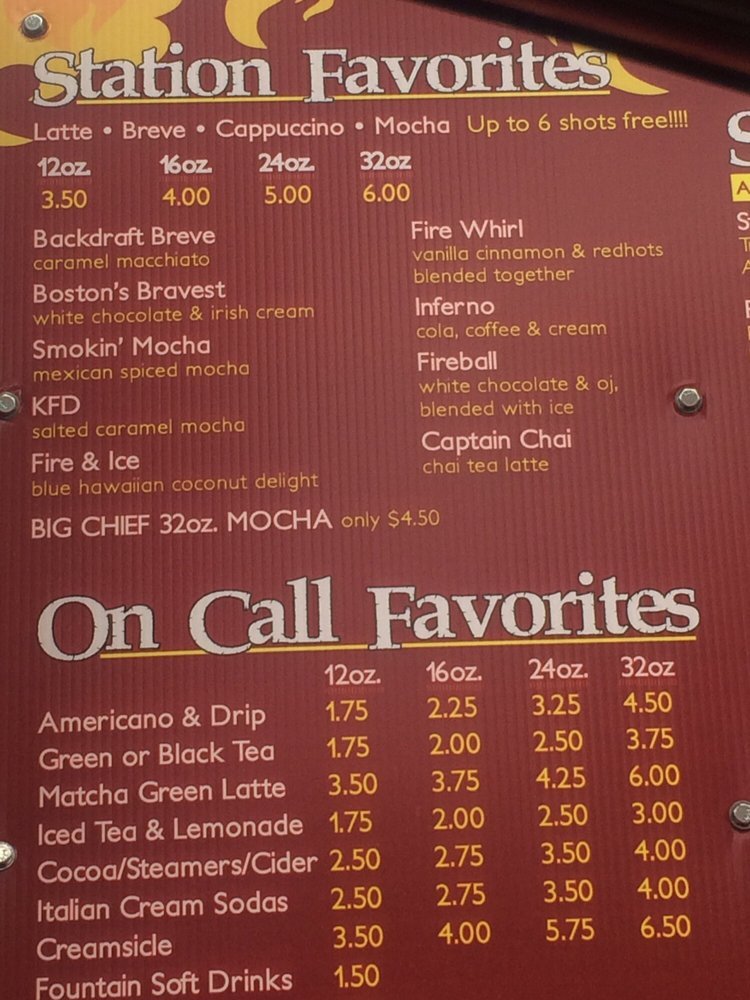 Menu at Li'l Firehouse Coffee, Kennewick, W Clearwater Ave