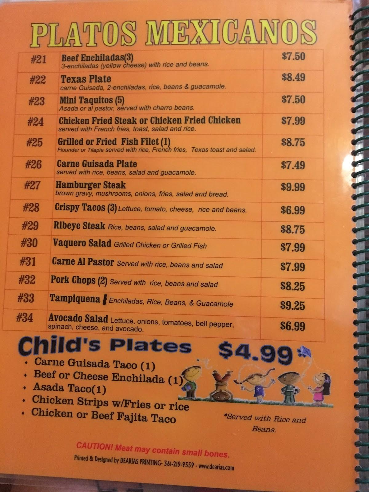 Menu at Mariachis Burger House restaurant, Kingsville