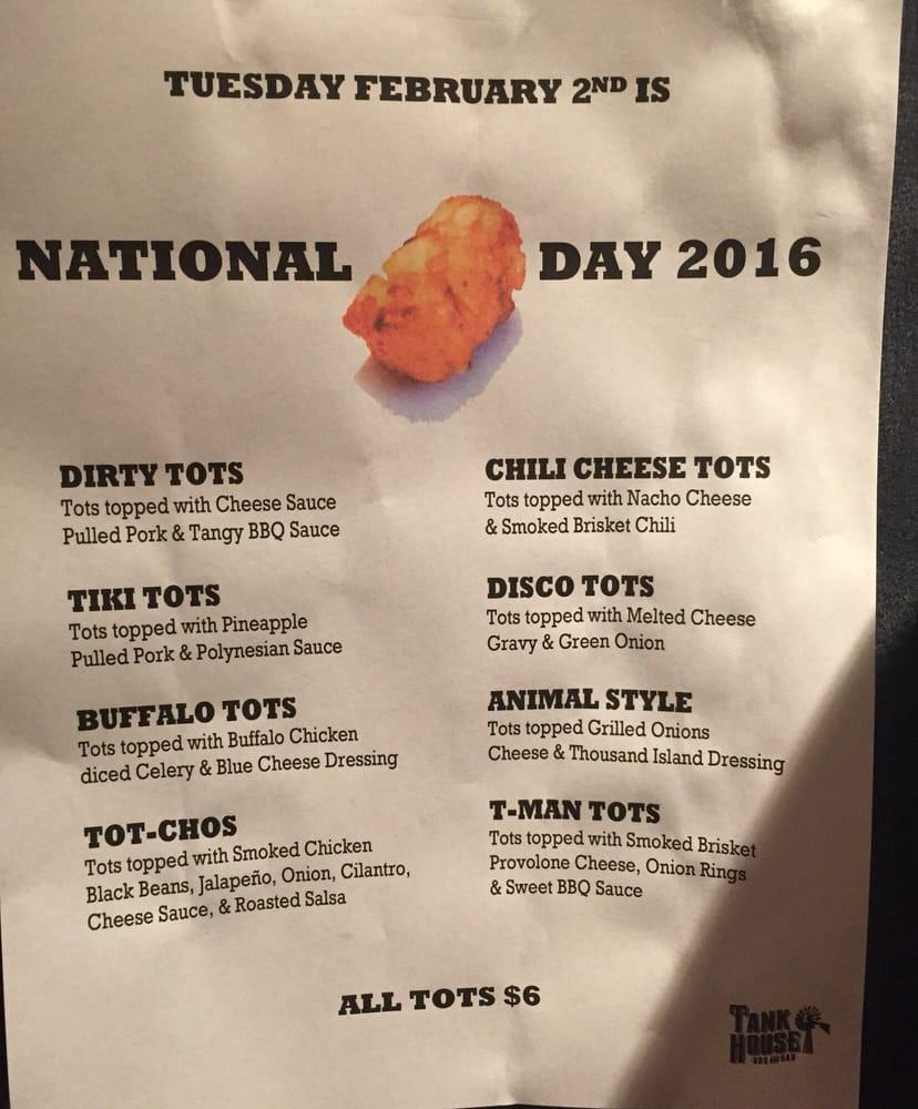 Menu at Tank House BBQ & Bar, Sacramento