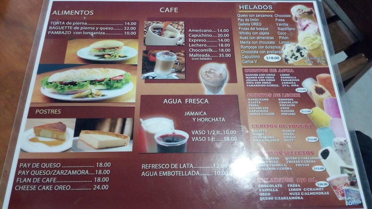 Carta de cafetería Delissimo, Orizaba
