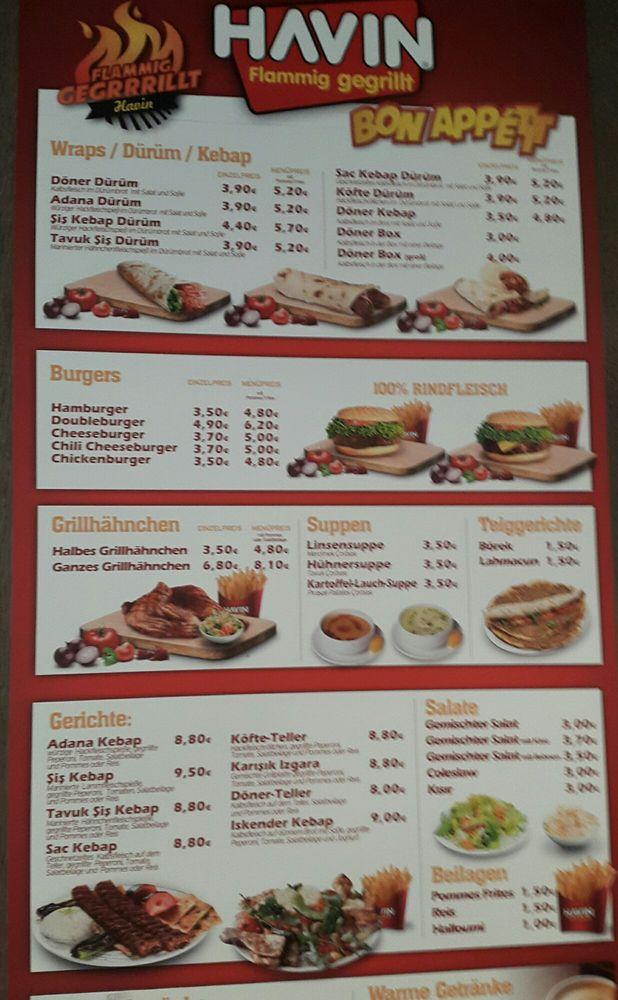 Menu at Havin restaurant, Berlin