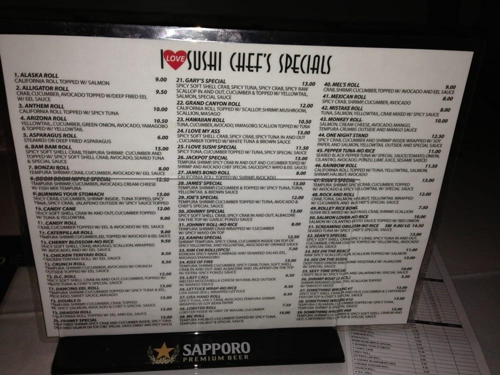 Menu at I Love Sushi restaurant, Henderson, S Eastern Ave