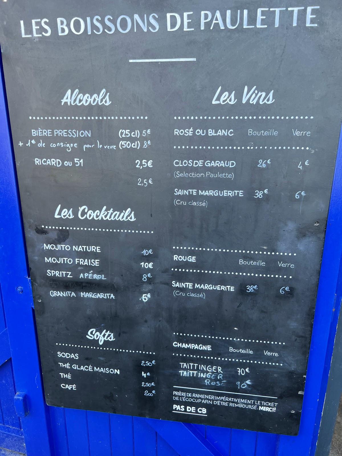 Menu au Le Cabanon de Paulette pub et bar, Marseille